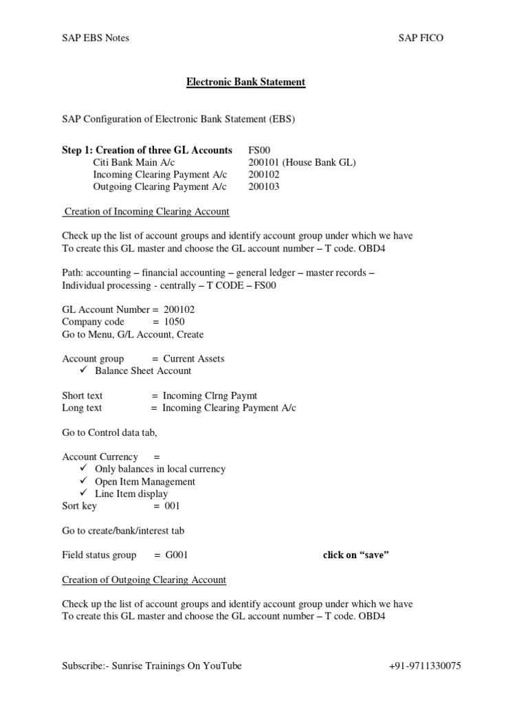 SAP FICO EBS and Lockbox Practice Document | PDF | Banks | Clearing ...