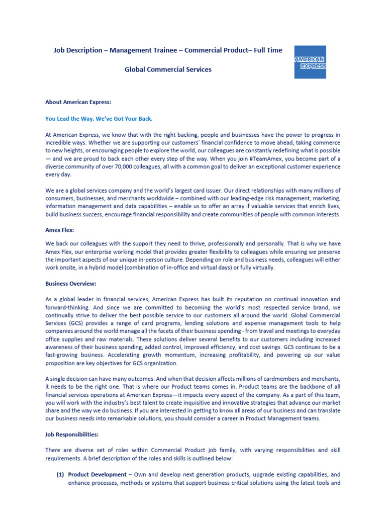Amex - Campus - CommercialProduct - Full - Time v2 | PDF | American ...