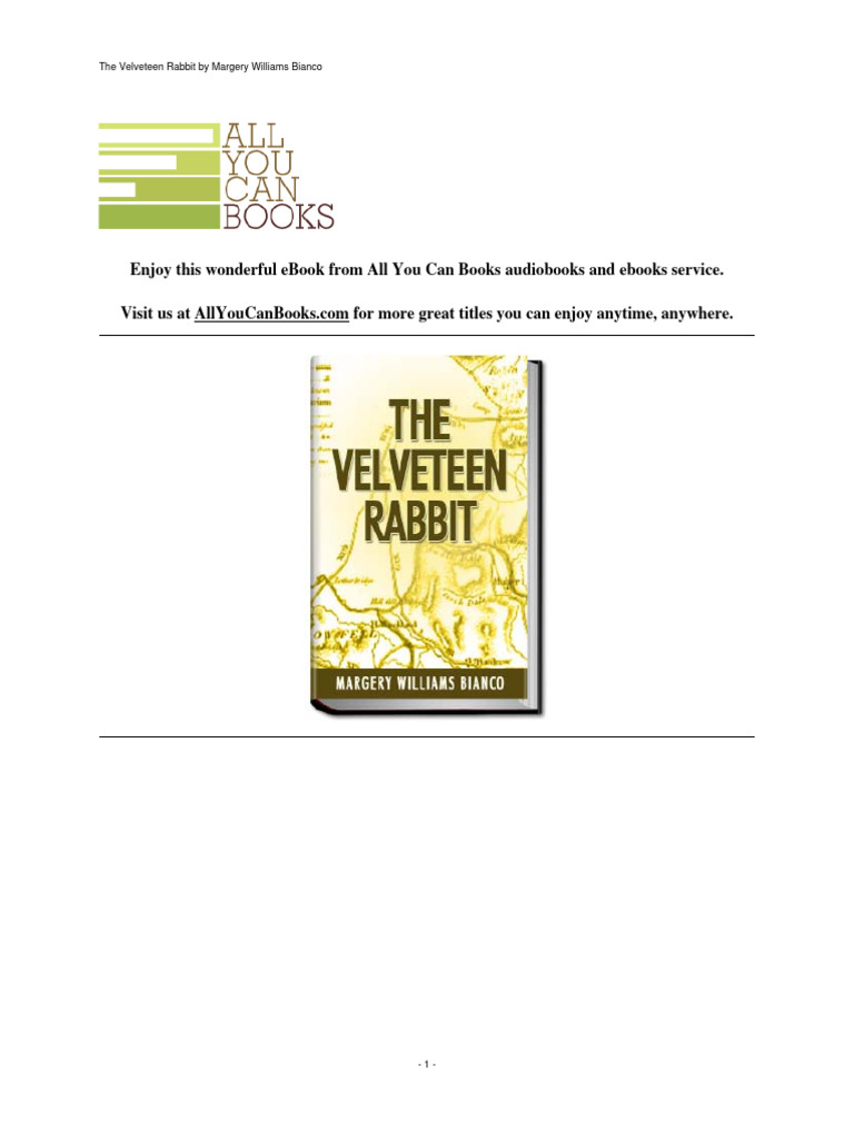 Velveteen Rabbit Margery Williams Bianco | PDF