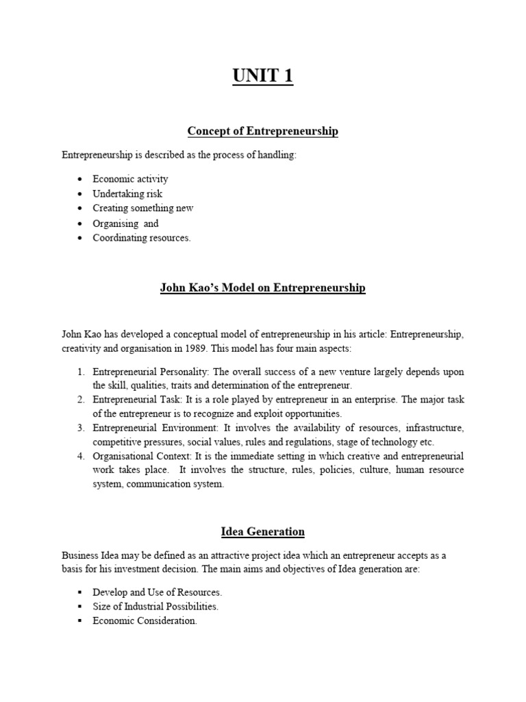 John Kao’s Model | PDF | Franchising | Entrepreneurship