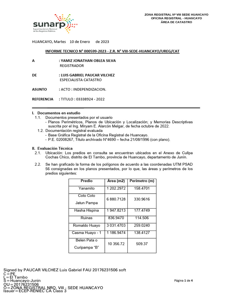 Informe Tecnico #000599-2023 - Z.R. #Viii-Sede-Huancayo/Ureg/Cat A ...