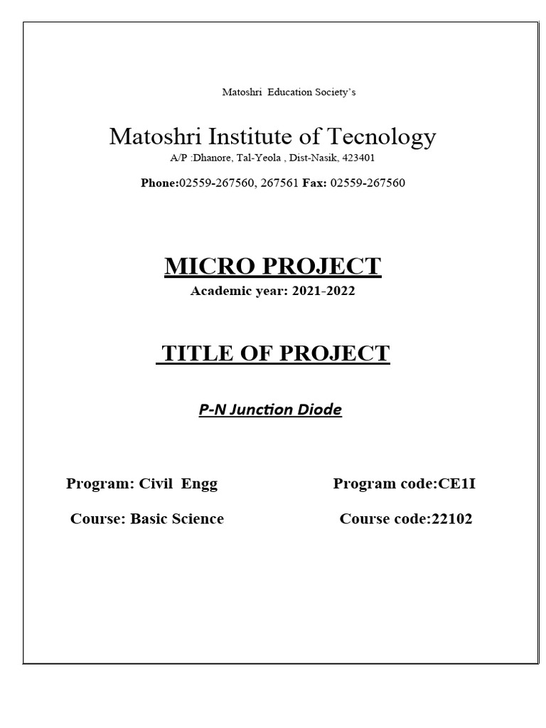 Physics Micro Project (FY CE1I) Gaikwad Umesh | PDF | Cognition