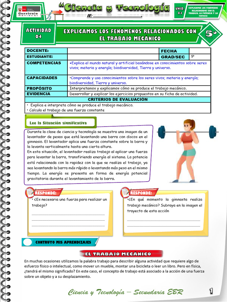 A 5º Act 1 Cyt Und 4 | PDF | Fuerza | Metrología