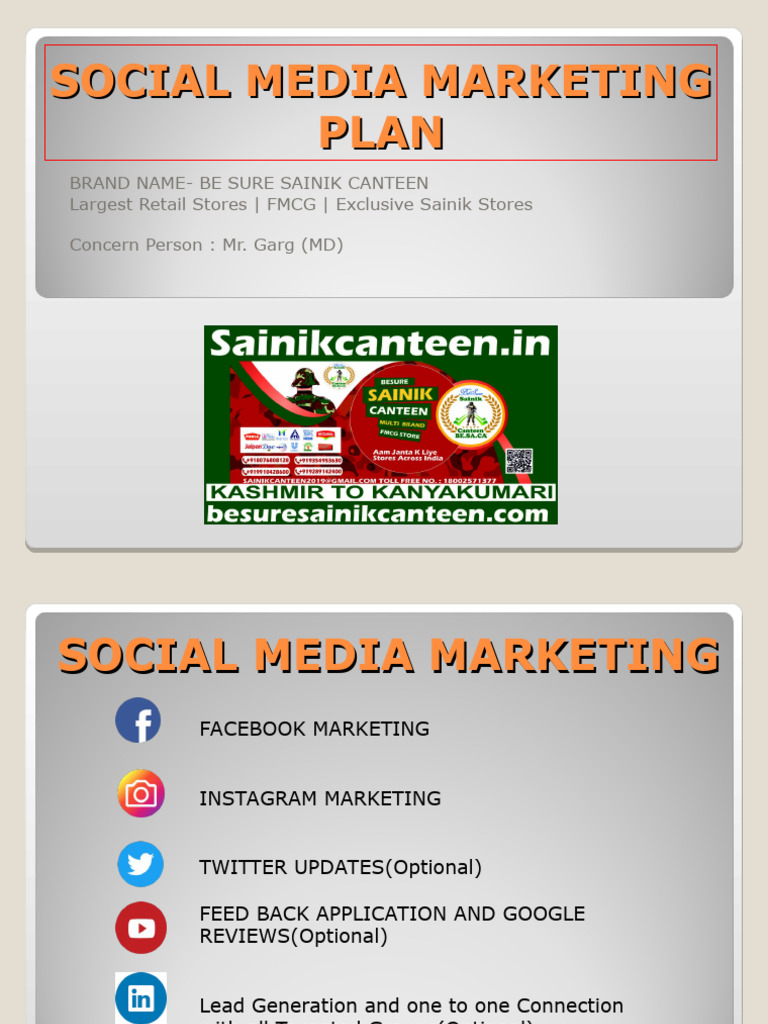 SMM Plan FOR SAINIK CANTEEN 29042024AAA | PDF | Social Media Marketing | Strategic Management
