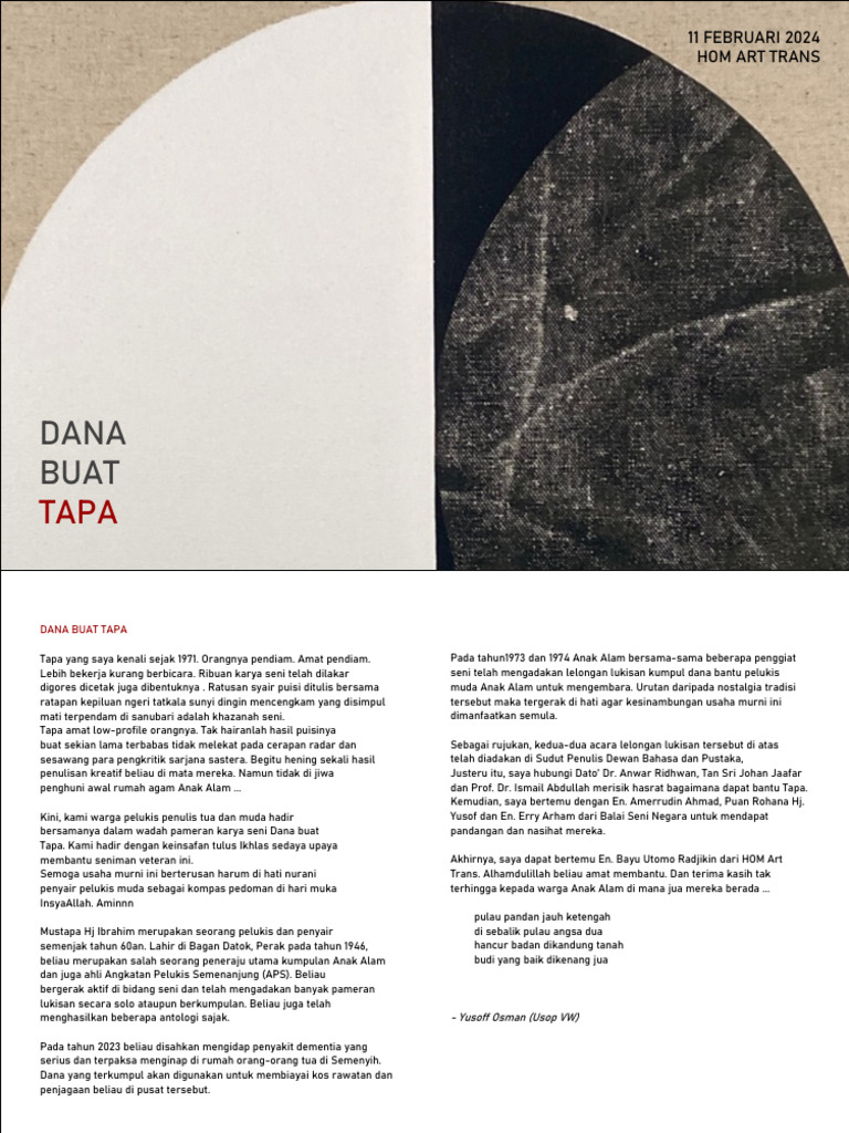 Dana Pameran Seni untuk Mustapa Tapa | PDF | Seni | Puisi
