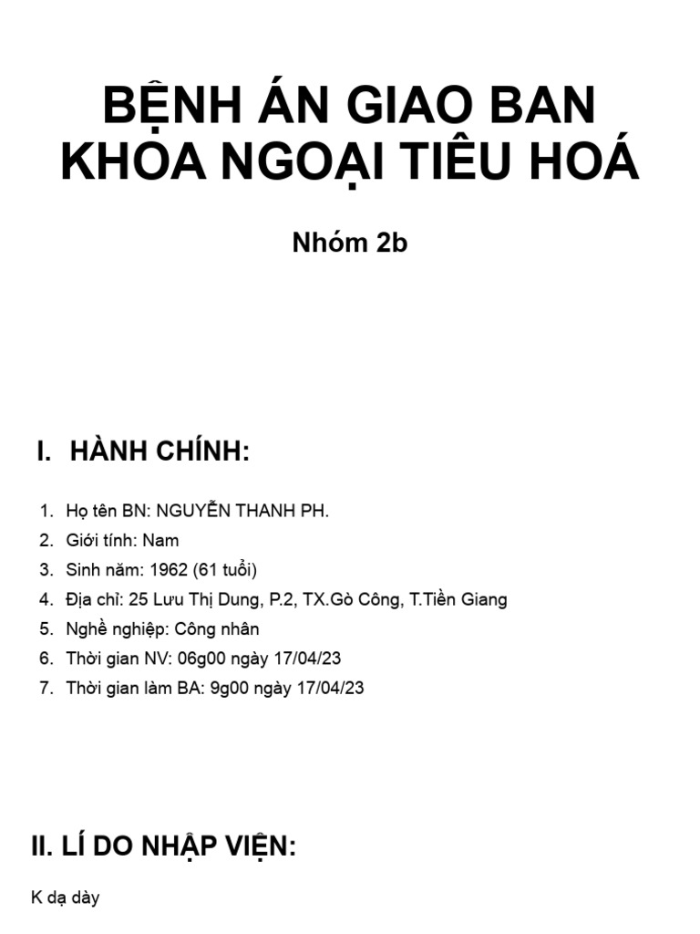 BA K Dạ Dày Ngoại Tiêu Hoá | PDF
