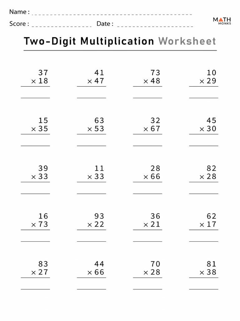 Two Digit Multiplication Worksheets | PDF