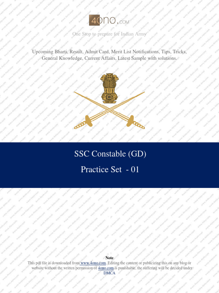 SSC Constable GD Paper 1 | PDF
