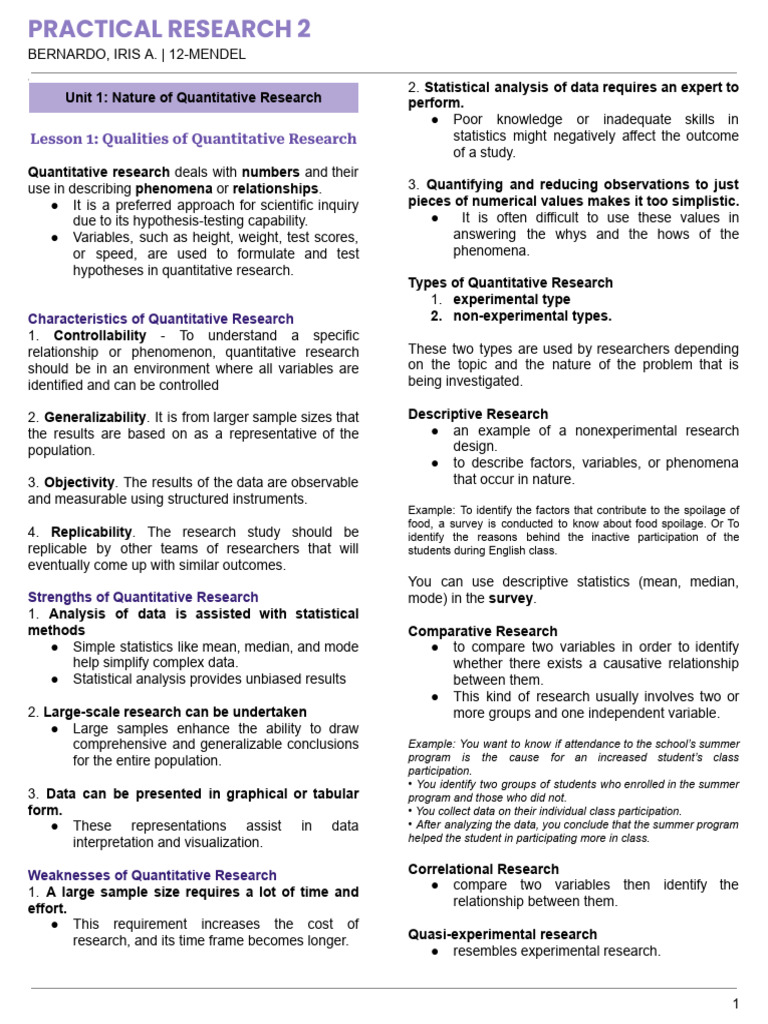 Practical Research 2 | PDF | Quantitative Research | Statistics