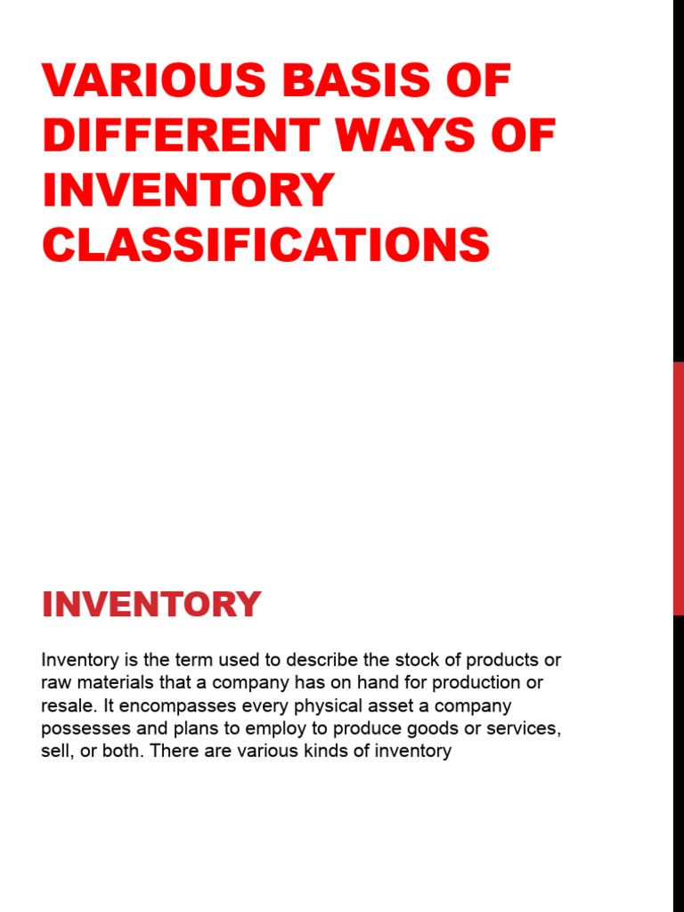 Various Basis of Different Ways of Inventory Classifications | PDF ...