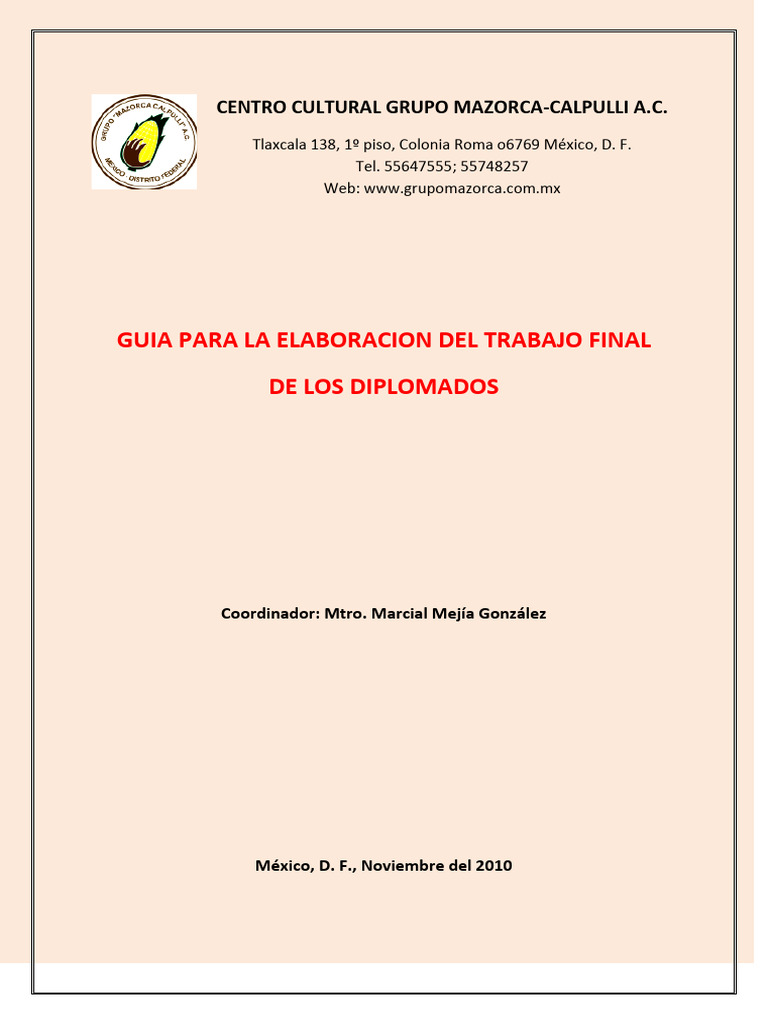 Guia para La Elaboracion Del Trabajo Final de Los Diplomados | PDF ...