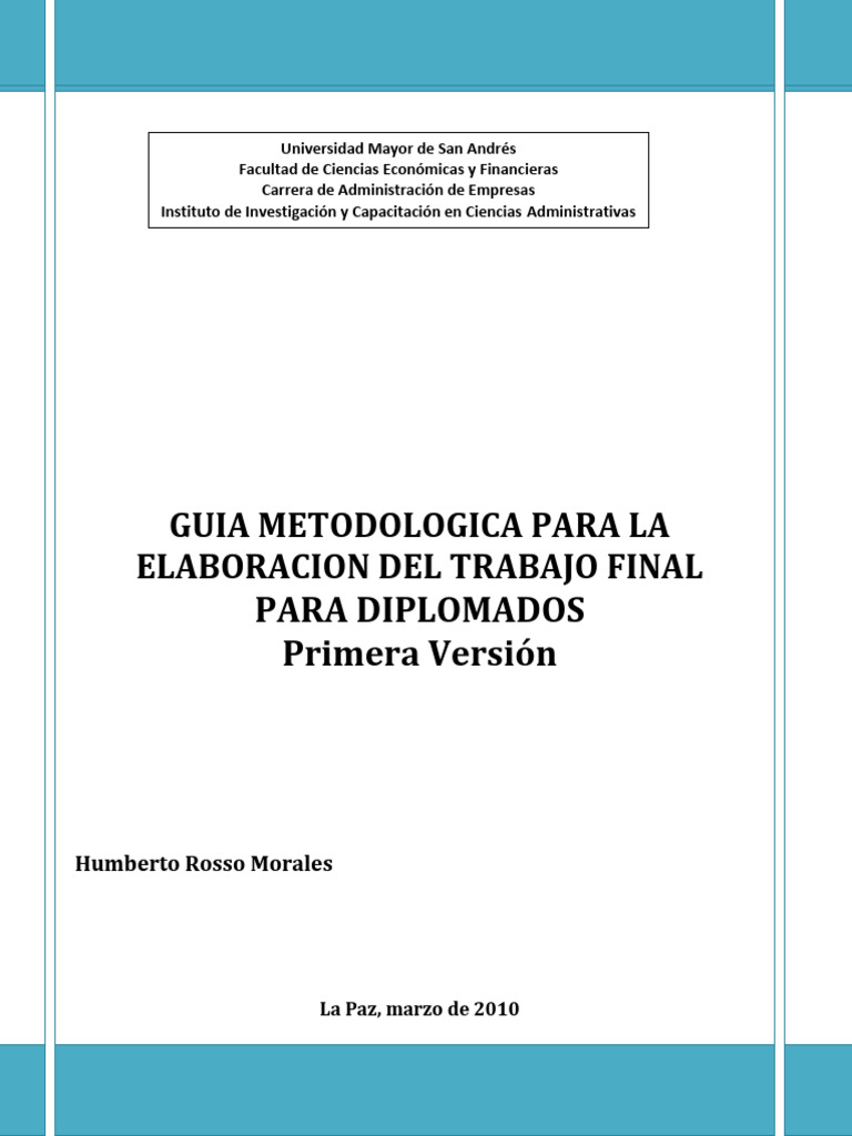 GUIA METODOLOGICA PARA LA ELABORACION DEL TRABAJO FINAL PARA DIPLOMADOS ...