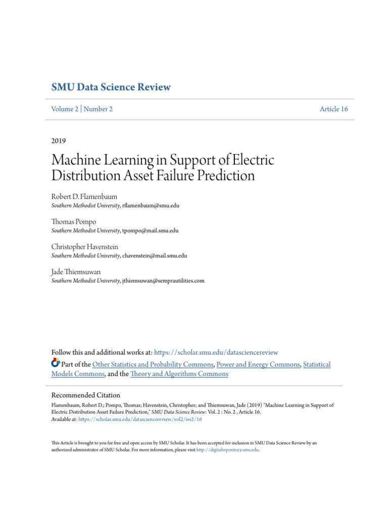 Machine Learning in Support of Electric Distribution Asset Failure Prediction | PDF | Electric ...