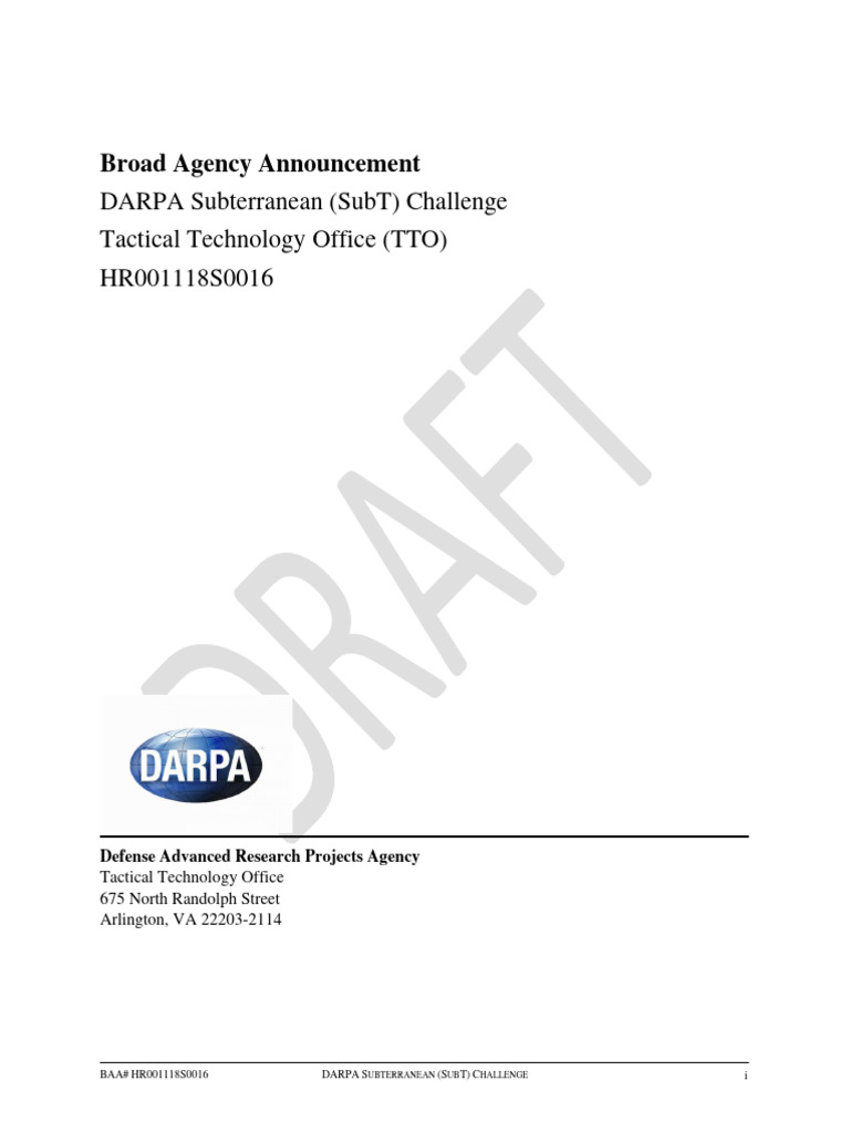 Darpa Subt Baa (Draft) | PDF | Simulation | Situation Awareness