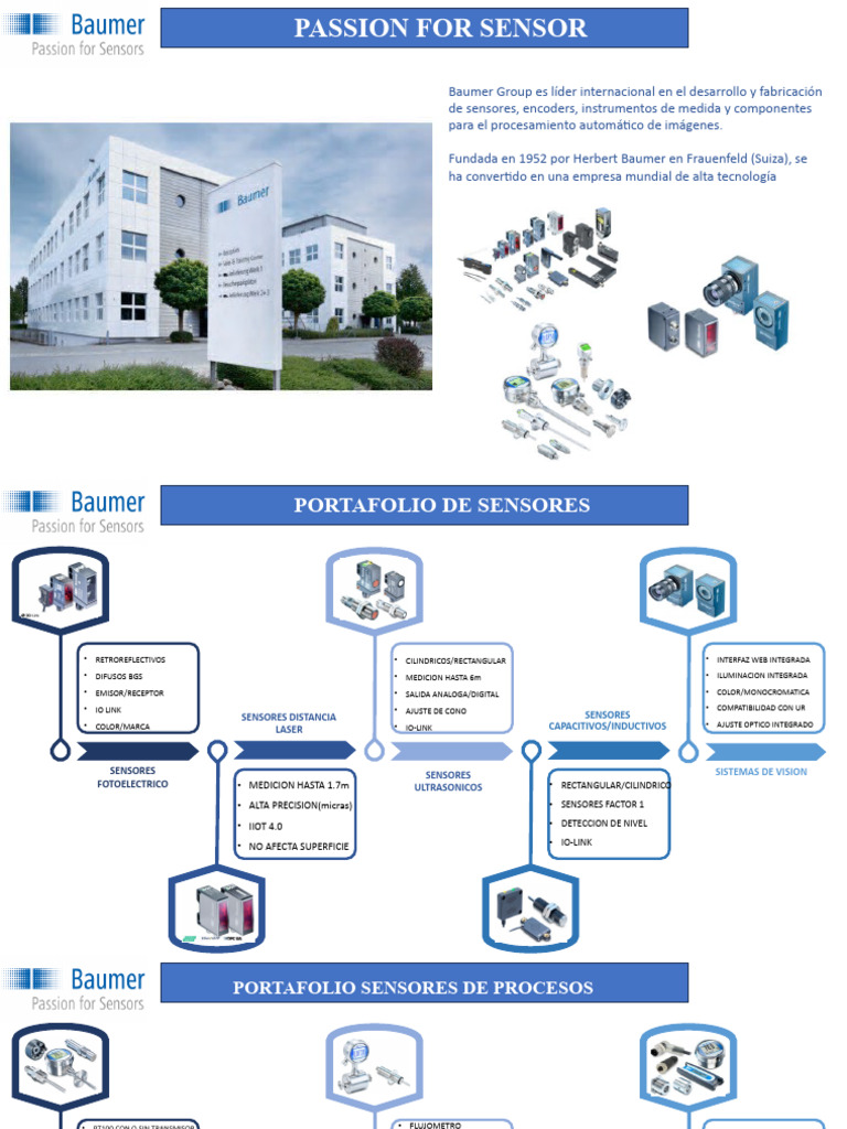 Baumer Presentacion Sensores Procesos Deproinv | PDF | Sensor | Medición