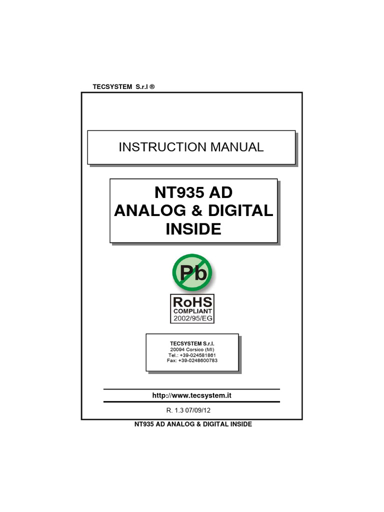 nt935 Ad Analog Digital Inside Eng r13 | PDF | Relay | Transformer
