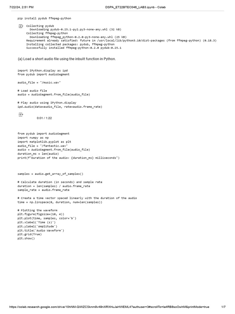 DSPA - ET22BTEC046 - LAB3.ipynb - Colab | PDF | Sampling (Signal Processing) | Computer Engineering