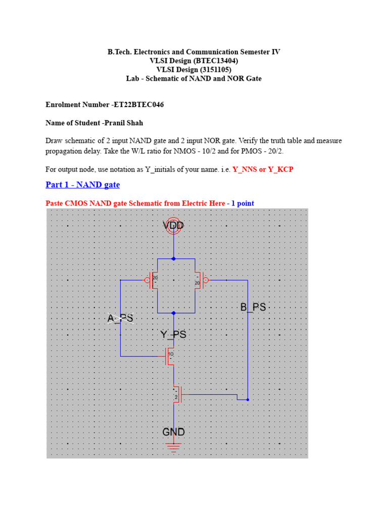 Lab 9 - NAND-NOR-Schematic and Simulation | PDF | Logic Gate | Cmos
