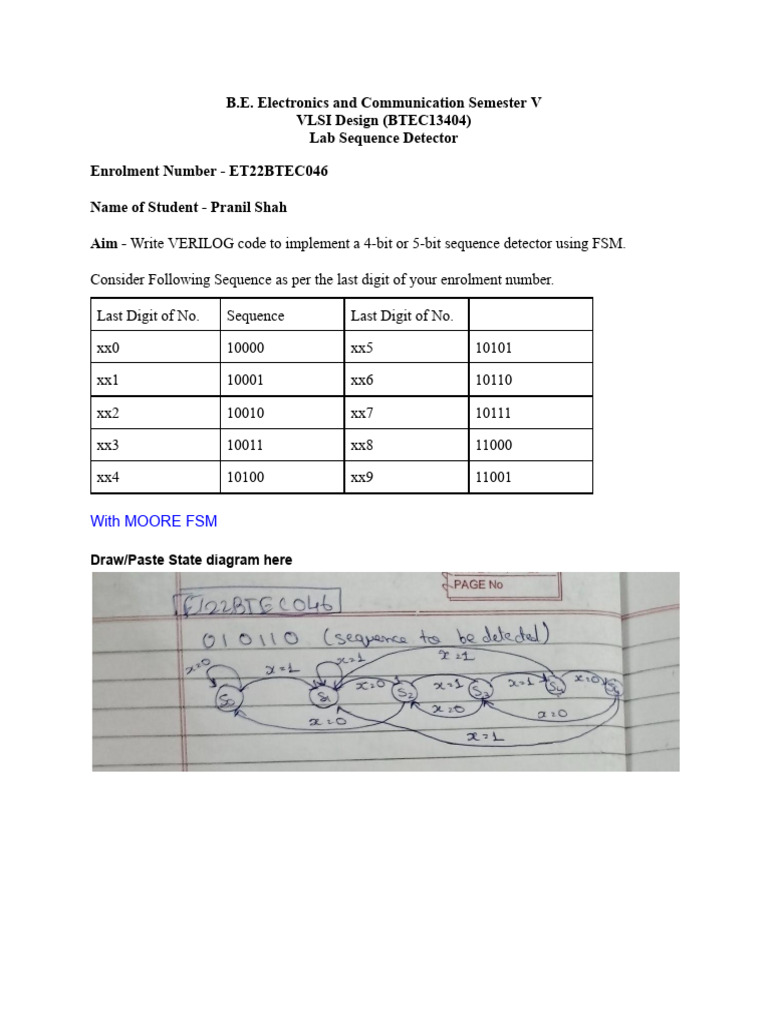 Lab 6 Sequence Detector | PDF | Electrical Engineering | Electronic ...