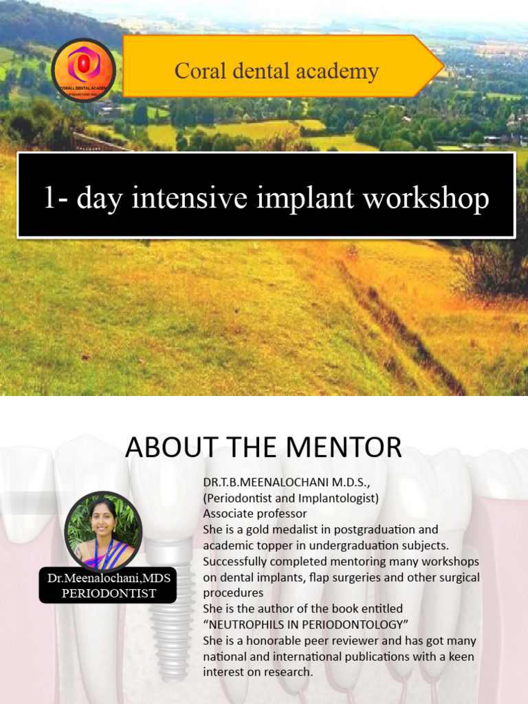 1 Day Intensive Implant Workshop | PDF | Dental Implant | Medical Specialties