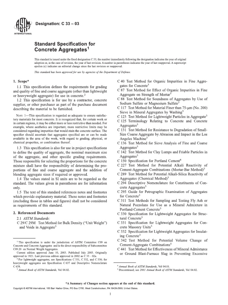 Astm C 33 - 03 | PDF