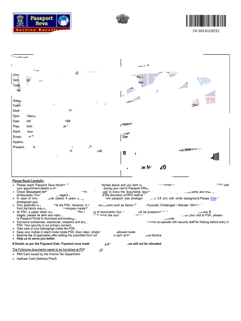 Appointment Receipt | PDF | Identity Document | Birth Certificate