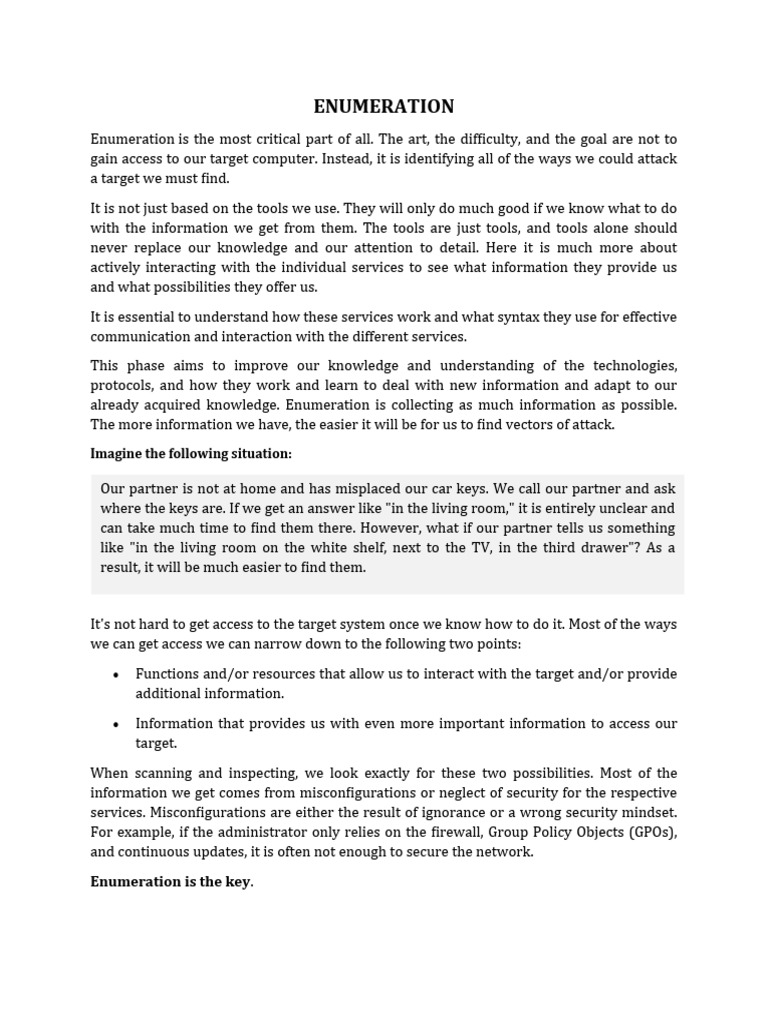 Importance of Enumeration in Cybersecurity | PDF | Transmission Control ...