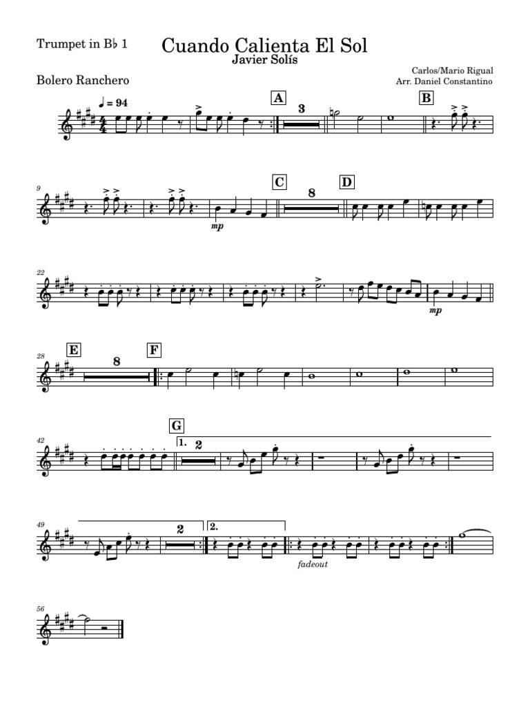 Cuando Calienta El Sol-Trumpet - in - BB - 1 | PDF