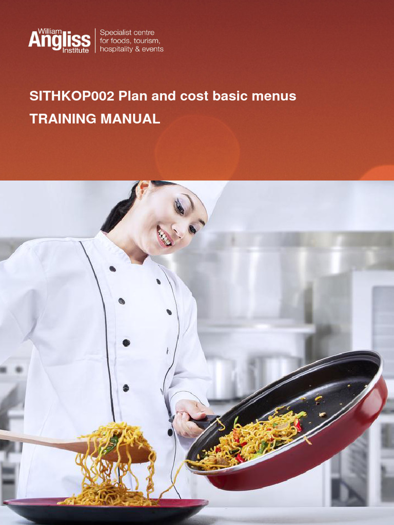 SITHKOP002 Plan and Cost Basic Menus - Training Manual | PDF | Menu | Lunch