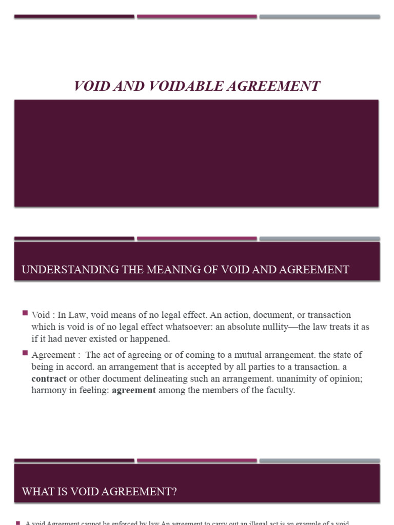 Void Agreement | PDF | Void (Law) | Business Law