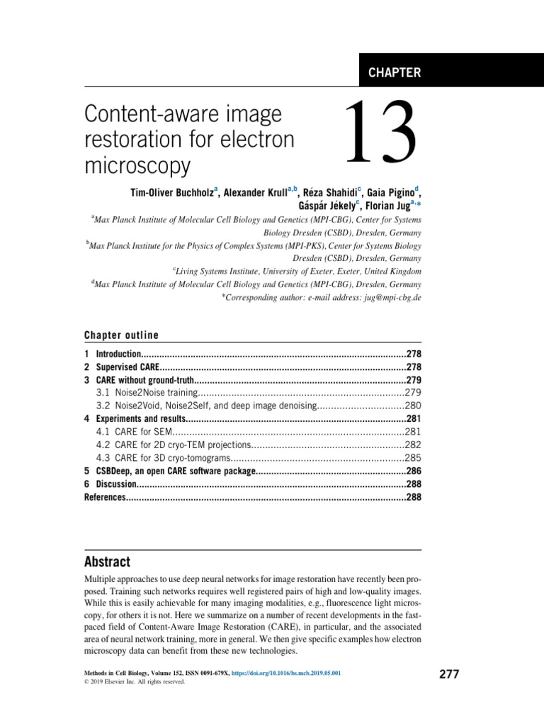 Chapter 13 - Content Aware Image Restoration For Elec - 2019 - Methods in Cell B | PDF ...