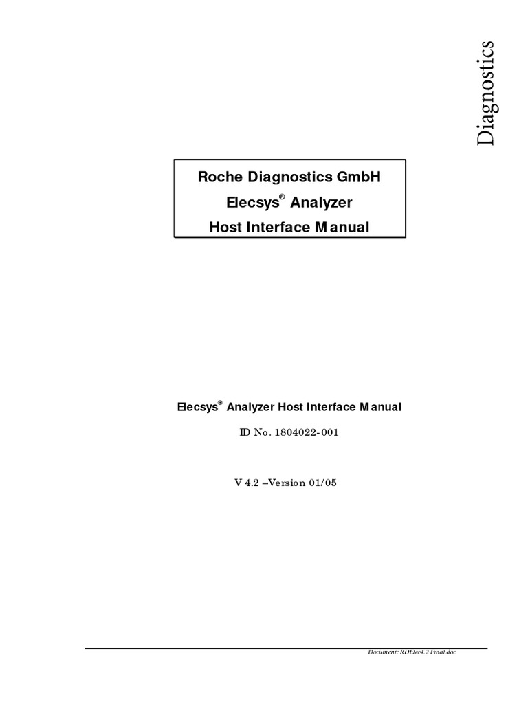 Roche Diagnostics GMBH Elecsys Analyzer | PDF | Software | Interface ...