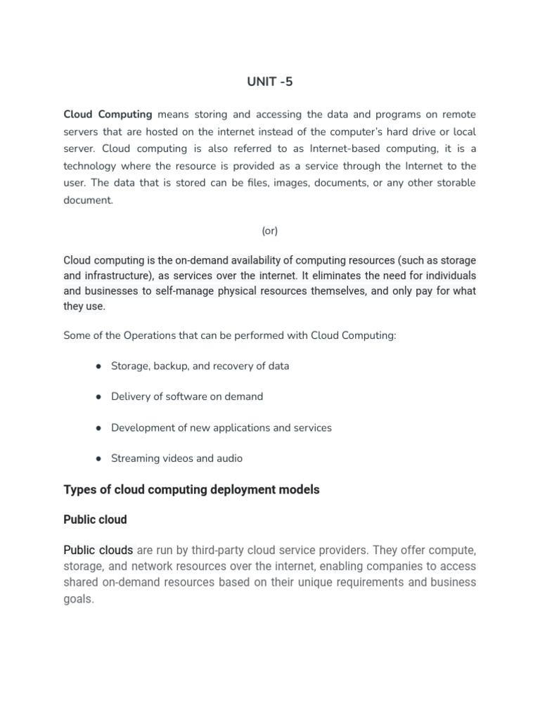 FIOT UNIT 5 | PDF | Cloud Computing | Internet Of Things