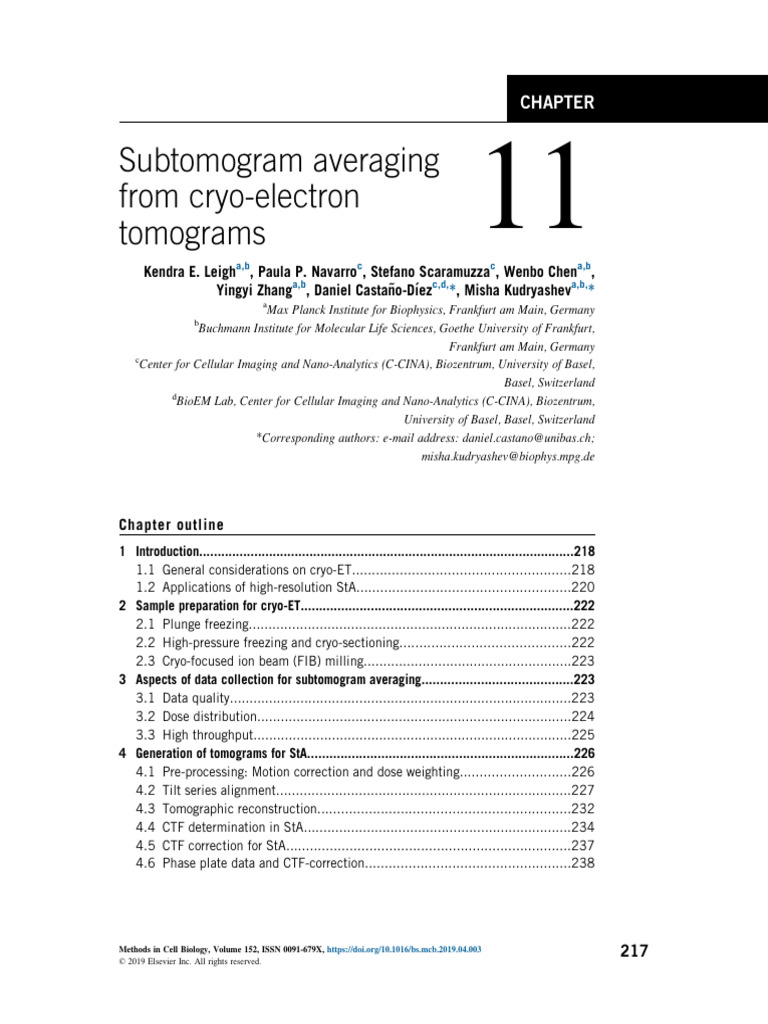 Chapter 11 Subtomogram Averaging From Cryo Electro 2019 Methods in Cell Bi | PDF | Science ...