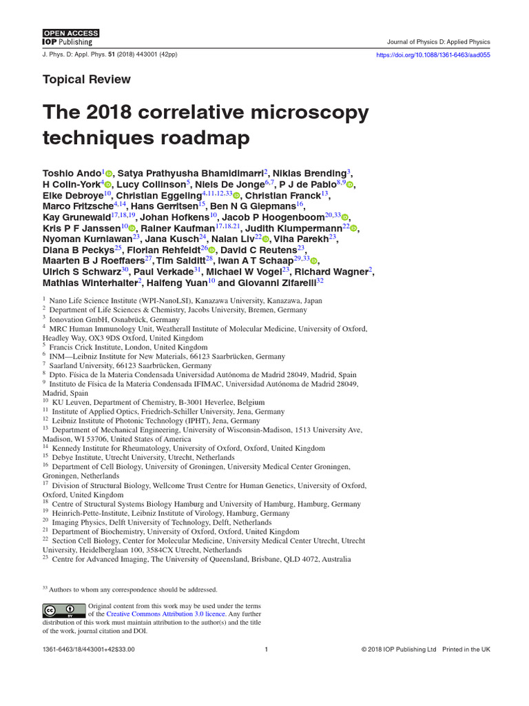 The 2018 Correlative Microscopy Techniques Roadmap | PDF | Microscopy ...