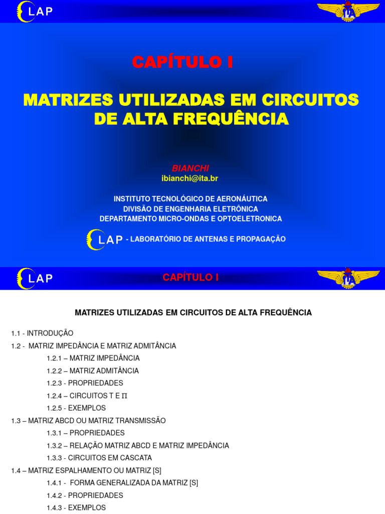 Matrizes em Circuitos de Alta Frequência | PDF | Rede elétrica ...