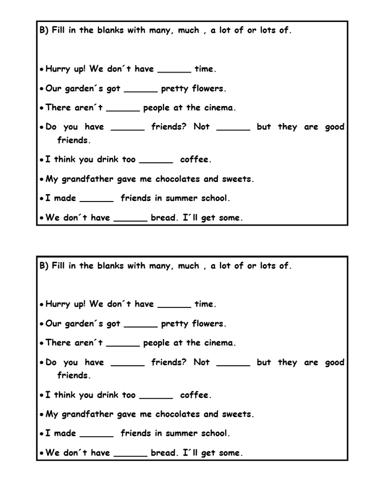 Much Many Worksheet | PDF