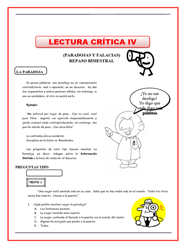 Paradojas y Falacias para Quinto de Secundaria | PDF | Falacia | Paradoja