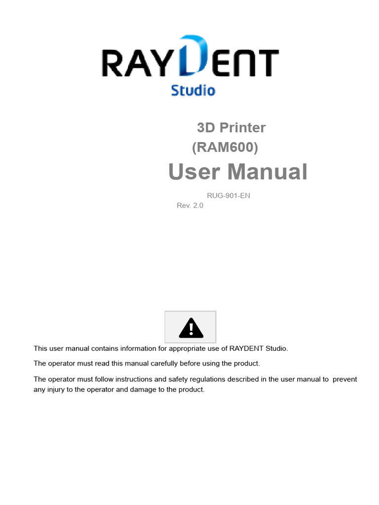 RUG-901-EN - Rev2.0 - 3D Printer - 200319 | PDF | Installation (Computer Programs) | Button ...