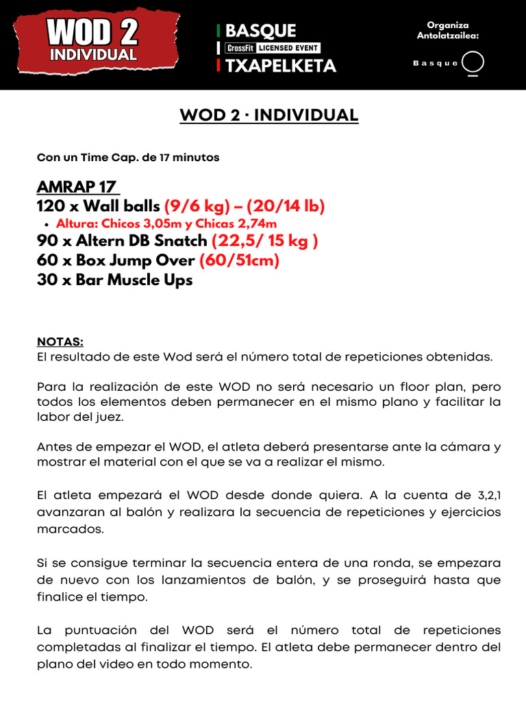 Wod 2 Individual Online - BCT 2024 | PDF
