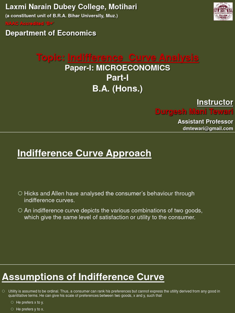 2 Indifference Curve Analysis Pdf Utility Consumers