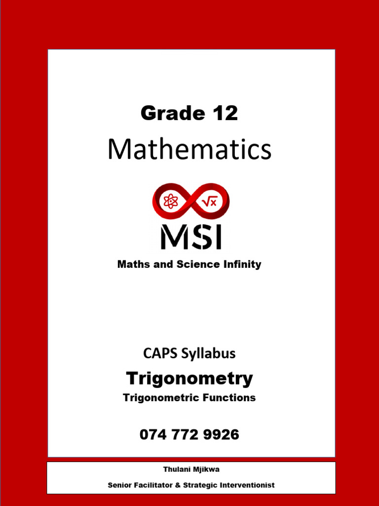 Trigonometric Functions Revision Booklet | PDF | Trigonometric Functions | Trigonometry