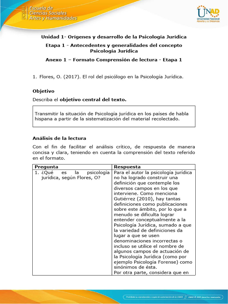 Anexo 1 - Comprensión de Lectura Unidad 1 | PDF | Sicología | Derecho penal
