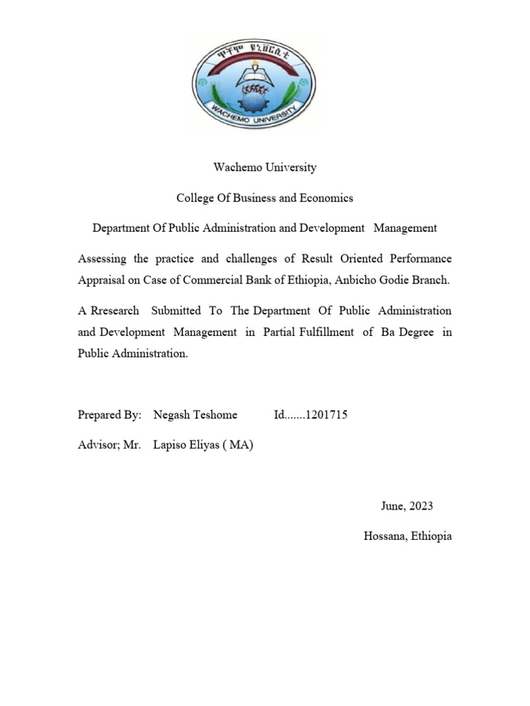 Negash Teshome 2015 Final Research | PDF | Performance Appraisal ...