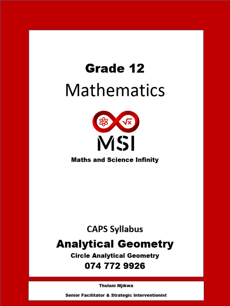 Circle Analytical Geometry Revision Booklet | PDF | Circle | Triangle