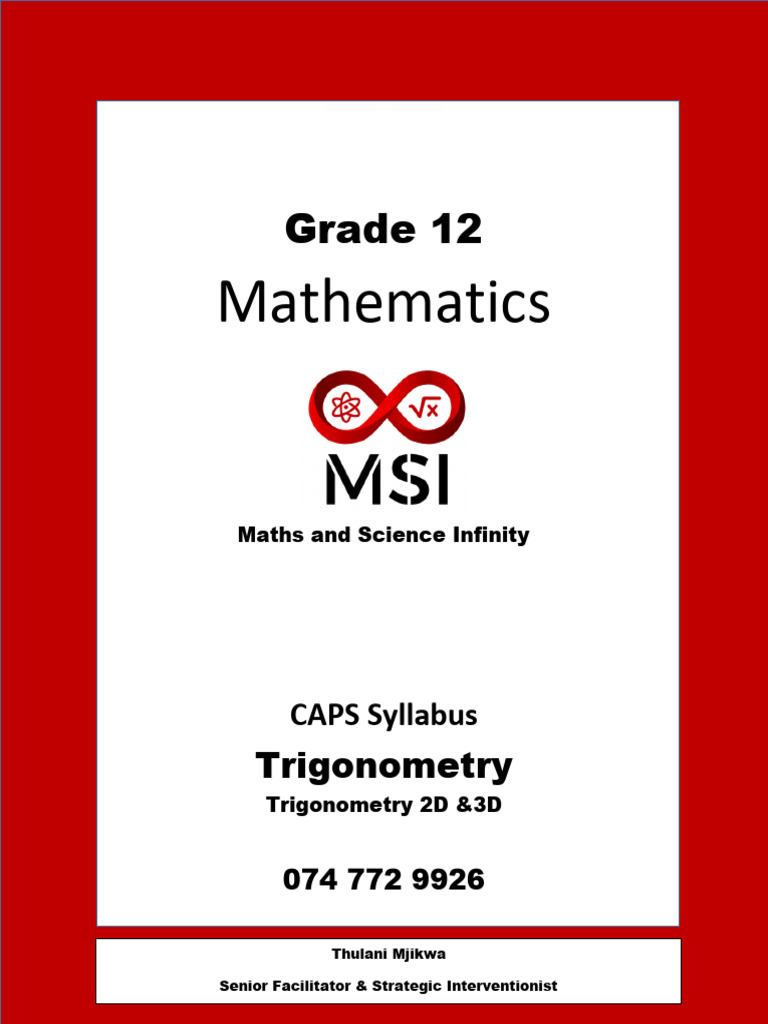Grade 12 Trigonometry: 2D & 3D Concepts | PDF | Trigonometric Functions ...