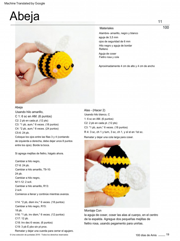 Instrucciones para tejer una abeja | PDF