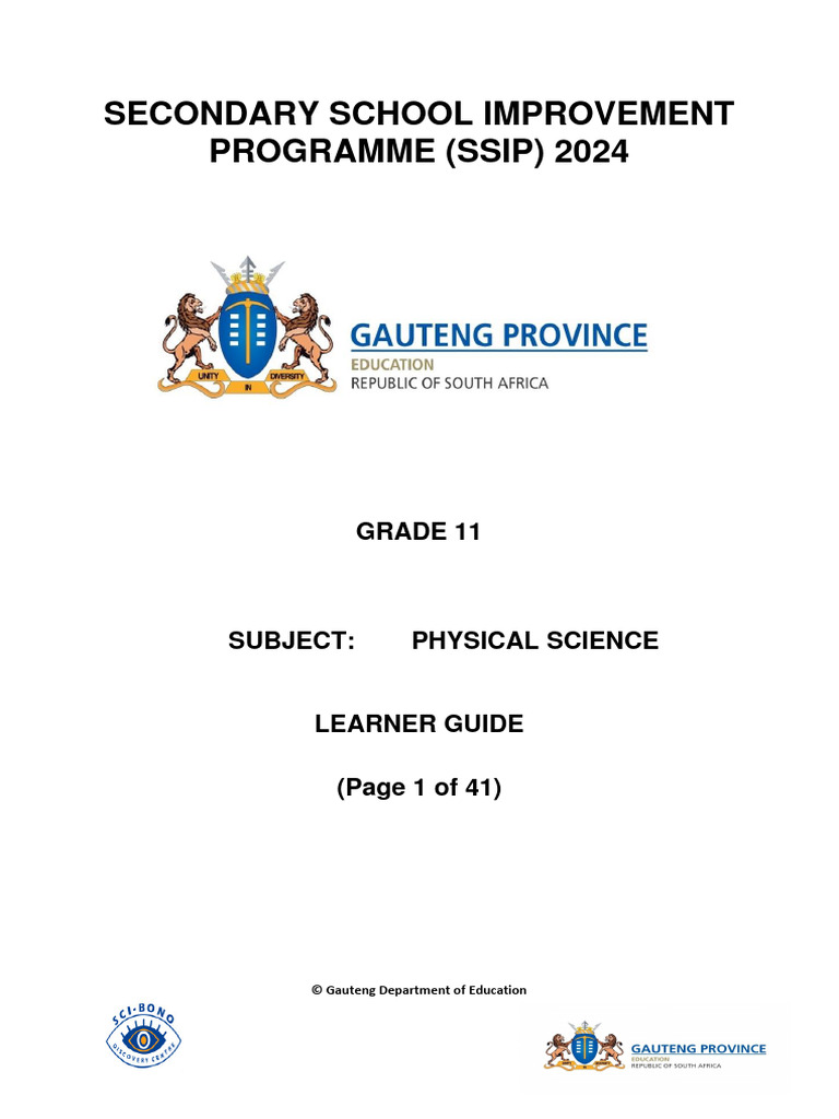 Ssip Material Grade 11 Term 1 PHSC | PDF | Force | Friction