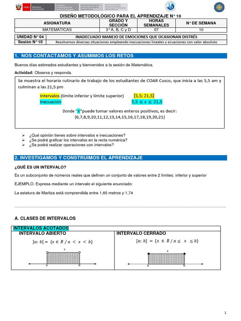 DMpA # 10 - 3° - Matemática - Resumen - 2024 | PDF | Intervalo (Matemáticas) | Números