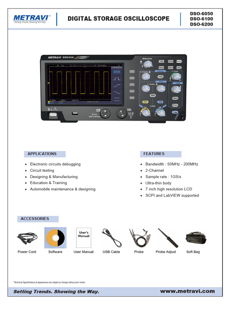 Metravi DSO 6050 DSO 6100 DSO 6200 Digital Storage Oscilloscope ...